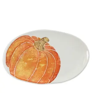 VIETRI Pumpkins Small Oval Platter With Pumpkin - Orange