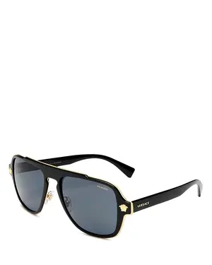 Versace Flat Top Aviator Sunglasses - Black /polar Gray
