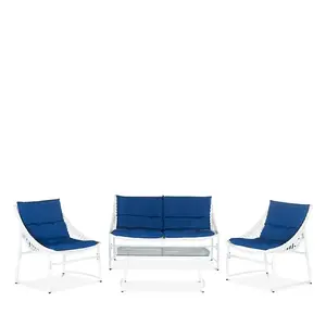 SAFAVIEH Berkane 4 Piece Outdoor Living Set - Navy