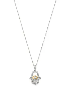 Bloomingdale'S Diamond Hamsa Pendant Necklace - Gold/white