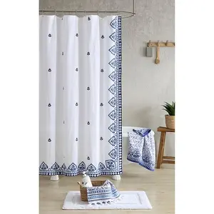 JOHN ROBSHAW Sheetal Shower Curtain Indigo