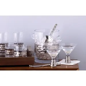 MICHAEL WAINWRIGHT Truro Martini Glasses Set Of 2 - Clear/platinum