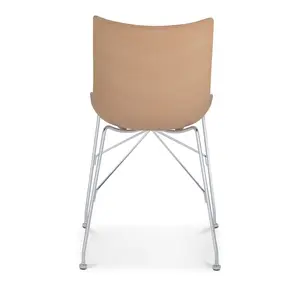 KARTELL P Basic Veneer Dining Chair - Light Wood/chrome Legs