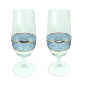 MICHAEL WAINWRIGHT Set Of 2 Panthera Glass Stem Water Glasses - Indigo