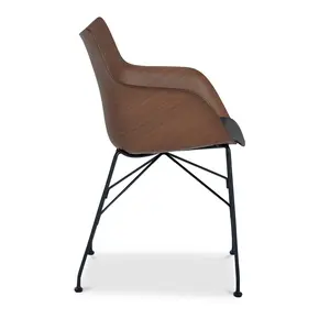KARTELL Q Basic Veneer Dining Chair - Dark Wood/painted Steel Legs