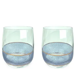 MICHAEL WAINWRIGHT Set Of 2 Panthera Glass Rock Glasses - Indigo