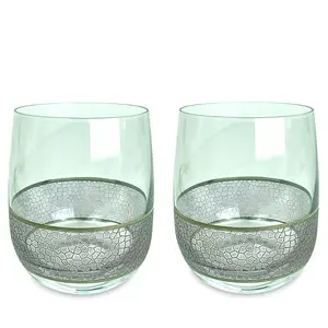 MICHAEL WAINWRIGHT Set Of 2 Panthera Glass Rock Glasses - Silver