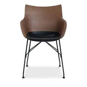 KARTELL Q Slatted Ash Dining Chair - Dark Wood/painted Steel Legs
