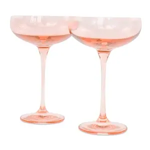 ESTELLE COLORED GLASS Champagne Coupes, Set Of 2 - Blush Pink