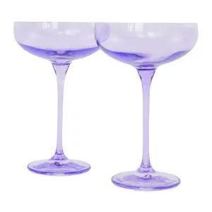 ESTELLE COLORED GLASS Champagne Coupes, Set Of 2 - Lavender