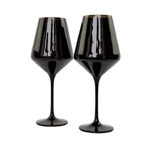 ESTELLE COLORED GLASS Stem Wineglasses, Set Of 2 Black