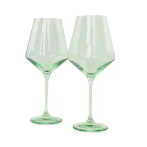 ESTELLE COLORED GLASS Stem Wineglasses, Set Of 2 Mint Green
