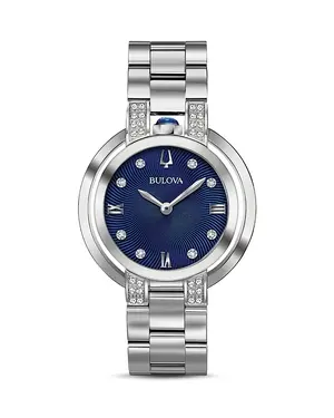Bulova Rubaiyat 35mm Diamond Watch - Blue/silver