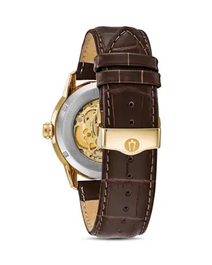 Bulova Sutton Skeleton Watch - White/brown