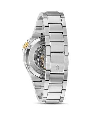 Bulova Maquina Silver-tone Link Bracelet Automatic Watch 46mm - Black/silver