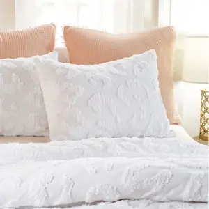 PERI HOME Chenille Leopard Duvet Set, Full/queen - White