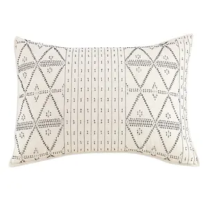 MOMENI Geo Tick Cotton Sham, King - Cream