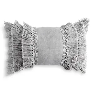 PERI HOME Fringe Decorative Pillow, 12 X 18 - Gray