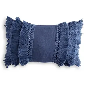 PERI HOME Fringe Decorative Pillow, 12 X 18 - Navy