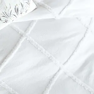 PERI HOME Chenille Lattice Comforter Set, Full/queen - White