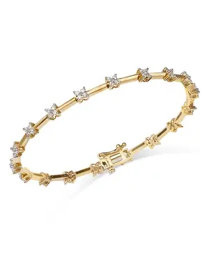 Bloomingdale'S Diamond Flower Cluster Station Bracelet - Gold/white