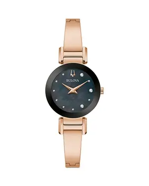 Bulova Marc Anthony Modern Diamond Bangle Watch, 26mm - Black/rose Gold