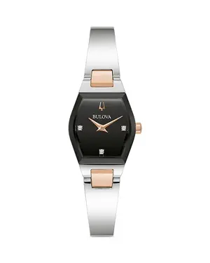 Bulova Gemini Bangle Watch - Black/silver