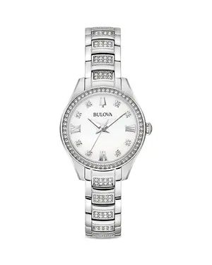 Bulova Crystal Watch, 28.5mm - White/silver