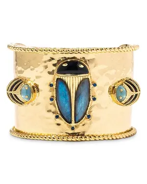 CAPUCINE DE WULF Scarab Cuff Bracelet - Gold/black Agat