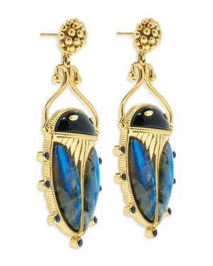CAPUCINE DE WULF Scarab Berry Drop Earrings