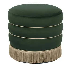 TOV FURNITURE Lakka Velvet Ottoman - Green