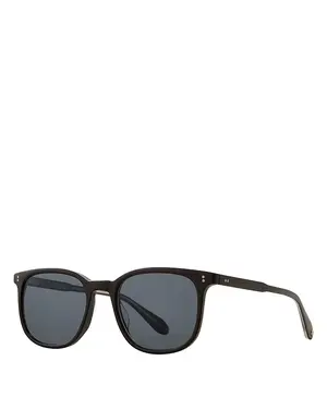 Garrett Leight Bentley Square Sunglasses, 51mm - Matte Black/navy Polar