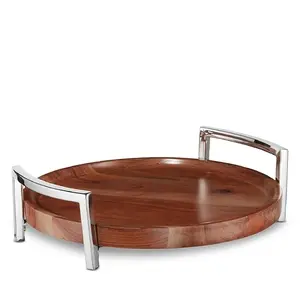 ROSELLI Napa Bar Wooden Serving Tray - Silver
