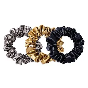 Slip Pure Silk Large Scrunchies Set Of 3 Leopard, Gold, Black