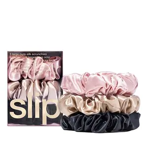 Slip Pure Silk Large Scrunchies Set Of 3 Pink/gold/black