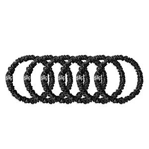 Slip Pure Silk Skinny Scrunchies, Set Of 6 Black