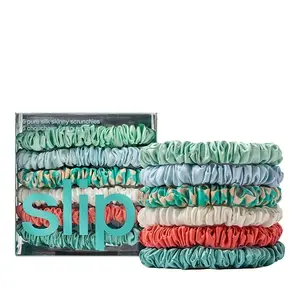 Slip Pure Silk Skinny Scrunchies, Set Of 6 Seabreeze