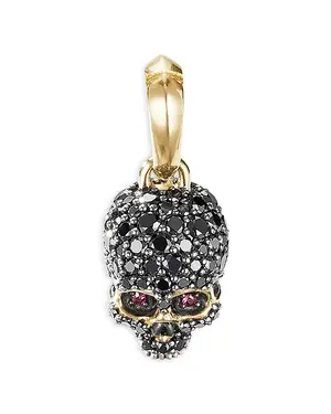 David Yurman 18k Yellow Gold Skull Amulet - Black/gold