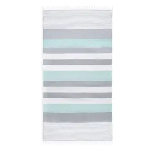 LAGUNA BEACH TEXTILE COMPANY Laguna Beach Turkish Beach Towel - Teal  Gray