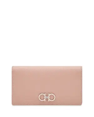 FERRAGAMO Gancini Continental Wallet Rose/new Blush/silver