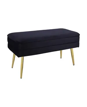 TOV FURNITURE Ziva Velvet Storage Bench - Black
