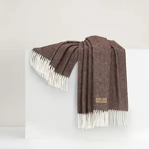 LANDS DOWNUNDER Italian Herringbone Throw - Chocolate