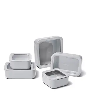 CARAWAY 14-piece Ceramic Coated Glass Food Storage Set - Gray