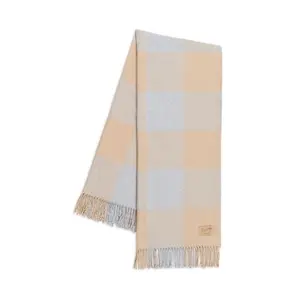 LANDS DOWNUNDER Landsdown Under Buffalo Check Cotton Blend Throw - Dune/ Light Gray