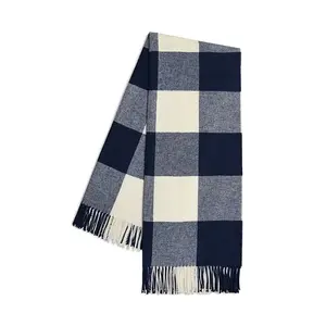 LANDS DOWNUNDER Landsdown Under Buffalo Check Cotton Blend Throw - Navy