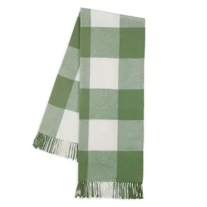 LANDS DOWNUNDER Landsdown Under Buffalo Check Cotton Blend Throw - Olive