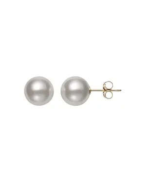 Bloomingdale'S 14k Yellow Gold Akoya Cultured Pearl Stud Earrings - White