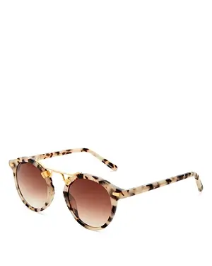 Krewe St. Louis 24k Round Sunglasses - Matte Oyster/brown