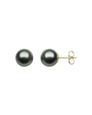Bloomingdale'S Tahitian Black Cultured Pearl Stud Earrings - Black/gold