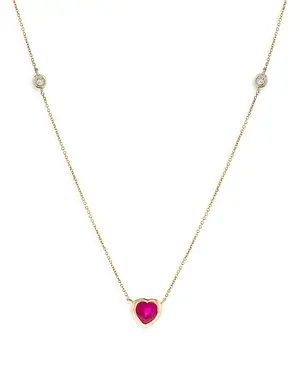 Bloomingdale'S Ruby And Diamond Heart Pendant Necklace - Red/gold